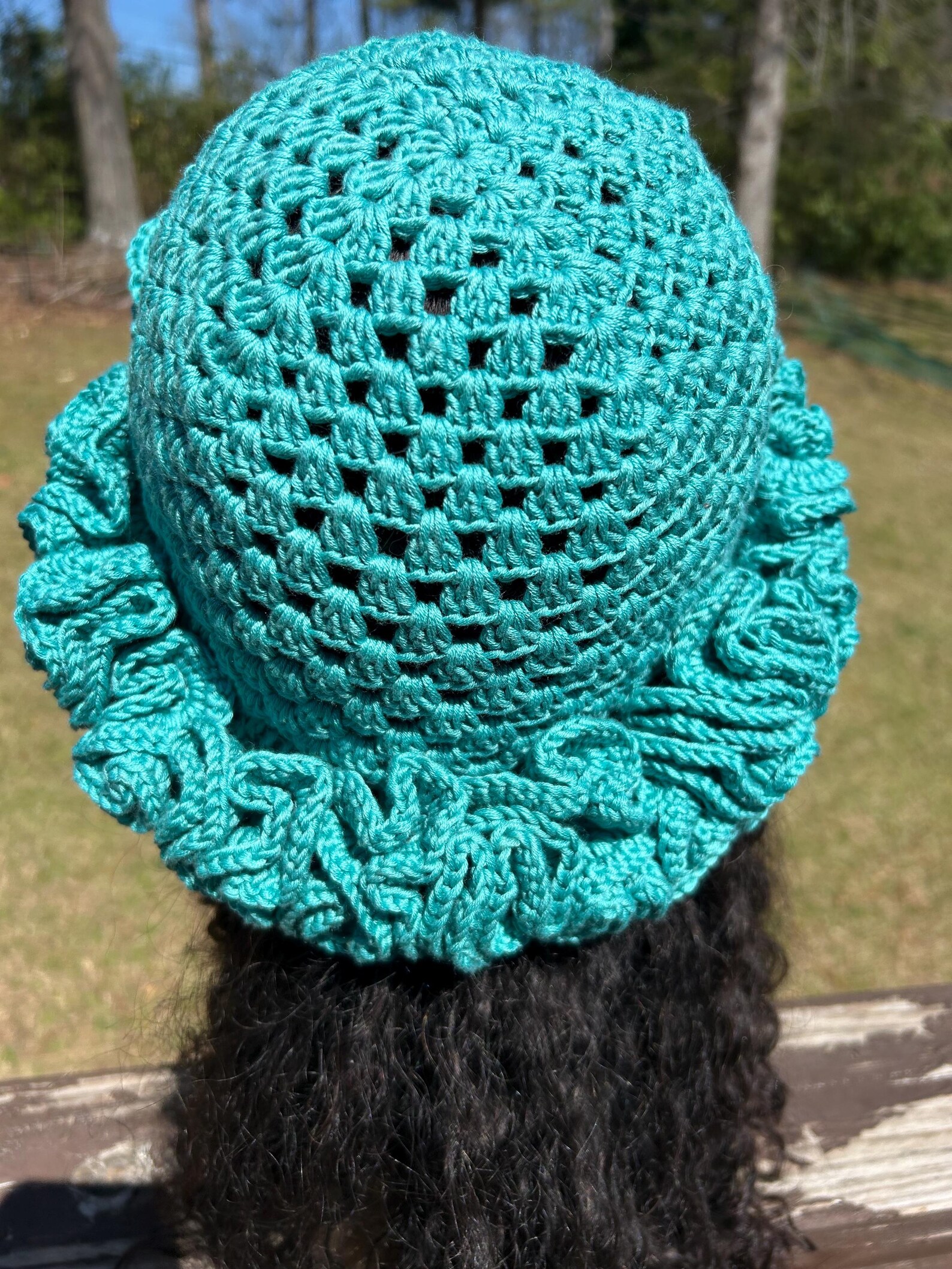 Granny Square Ruffle Hat in Browns - Etsy
