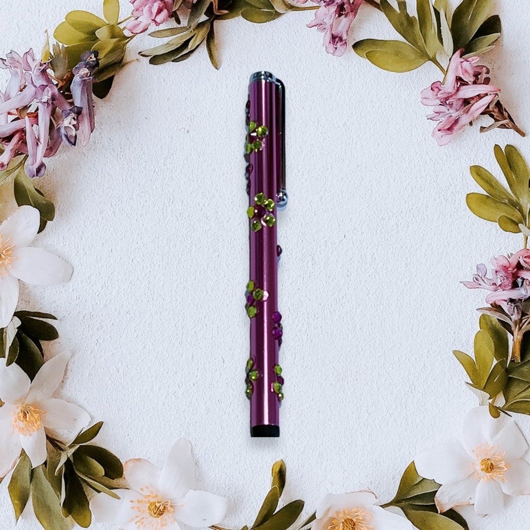 Jeweled Stylus in Pink With Flower Embellishments - Etsy