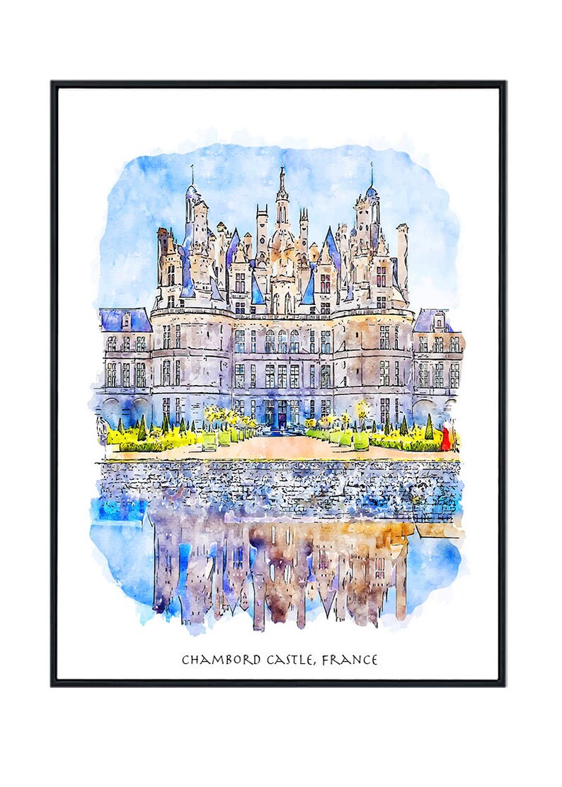 Chateau De Chambord Poster, Travel Poster, Art Deco, Art Print, Poster ...