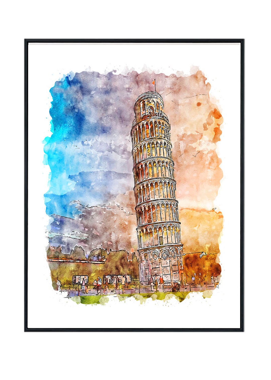 Pisa Tower Print, Travel Poster, Art Deco, Art Print, Poster, Handmade ...