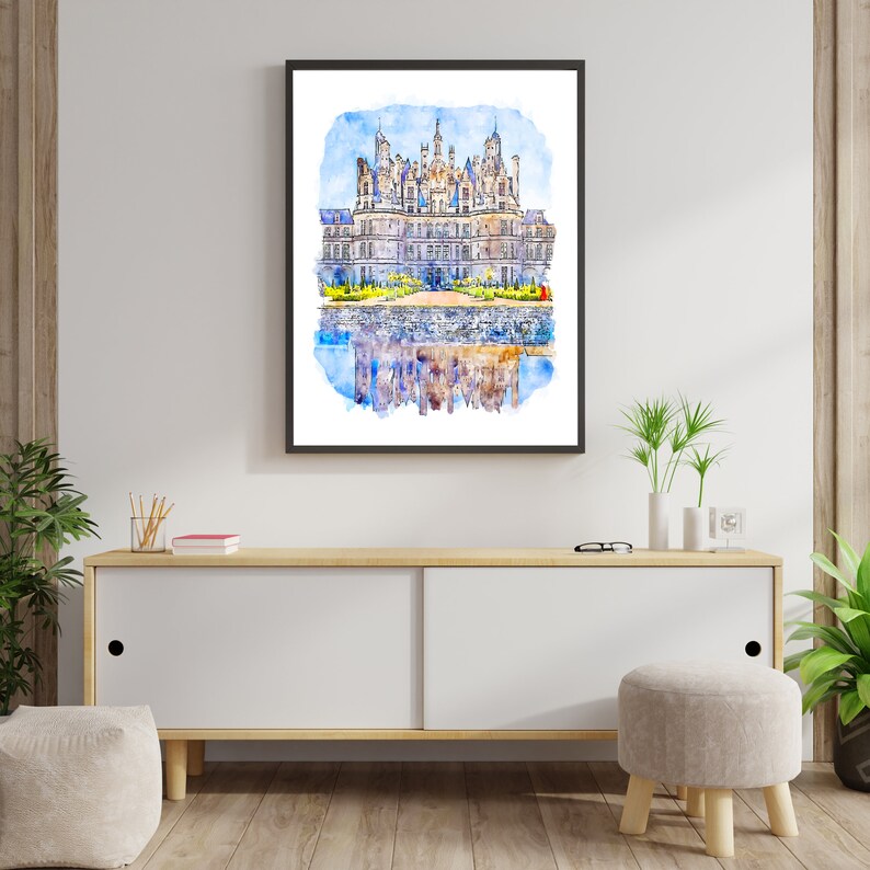 Chateau De Chambord Poster, Travel Poster, Art Deco, Art Print, Poster ...
