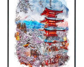 Pagoda Art Print - Etsy