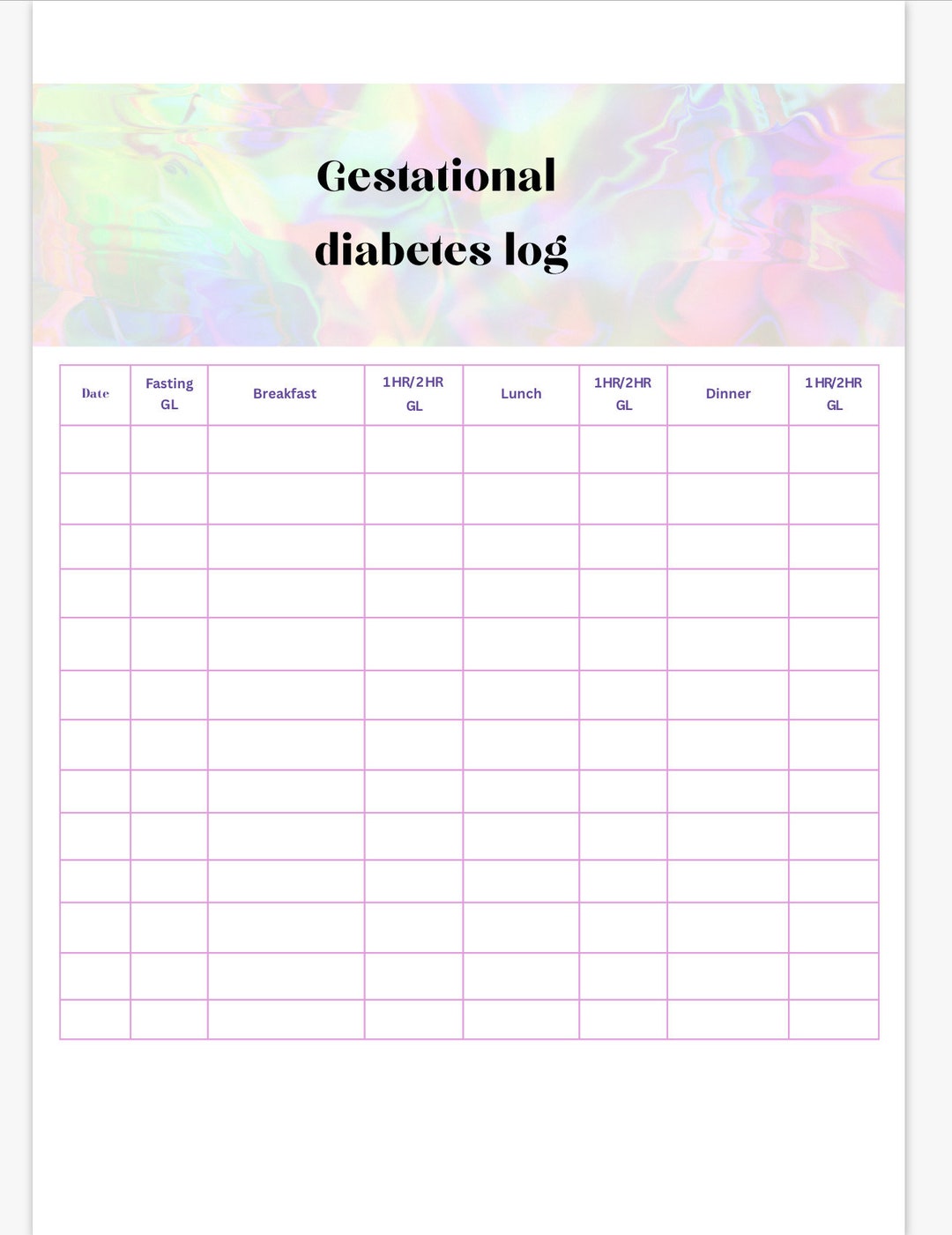 Gestational Diabetes Log - Etsy