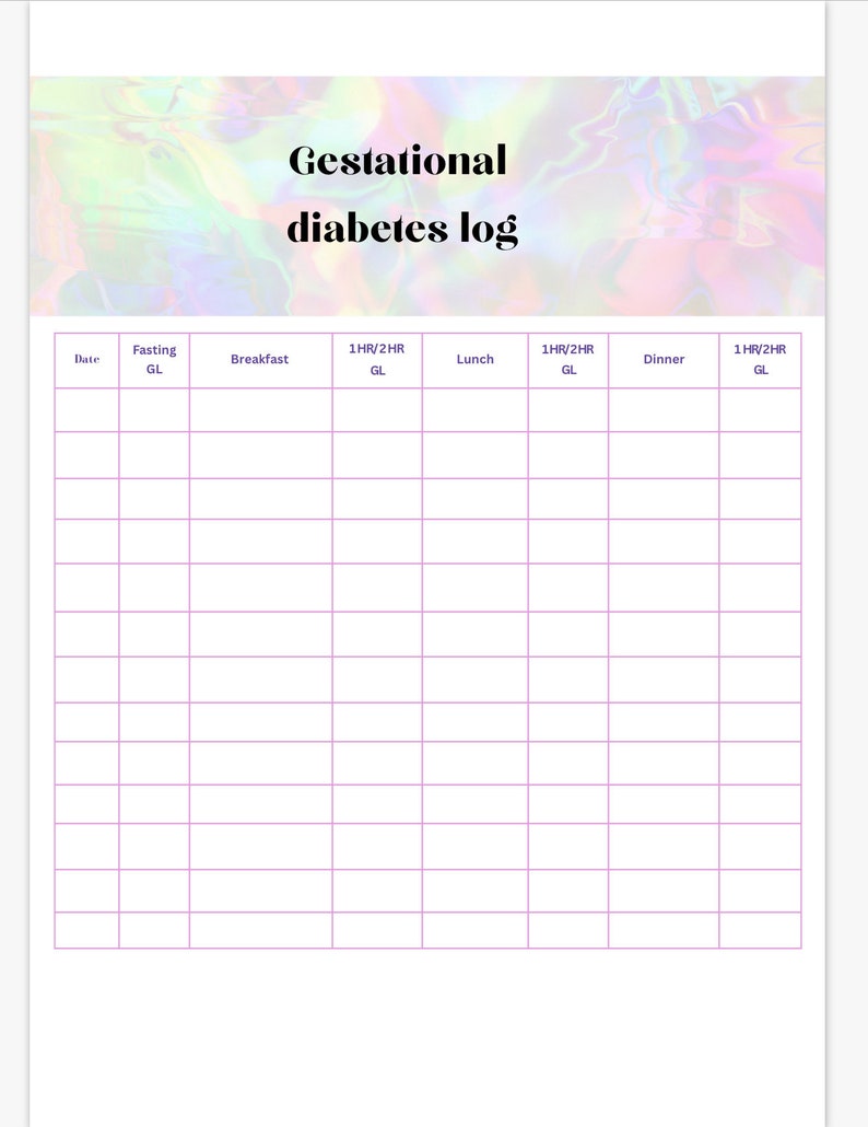 Gestational Diabetes Log - Etsy