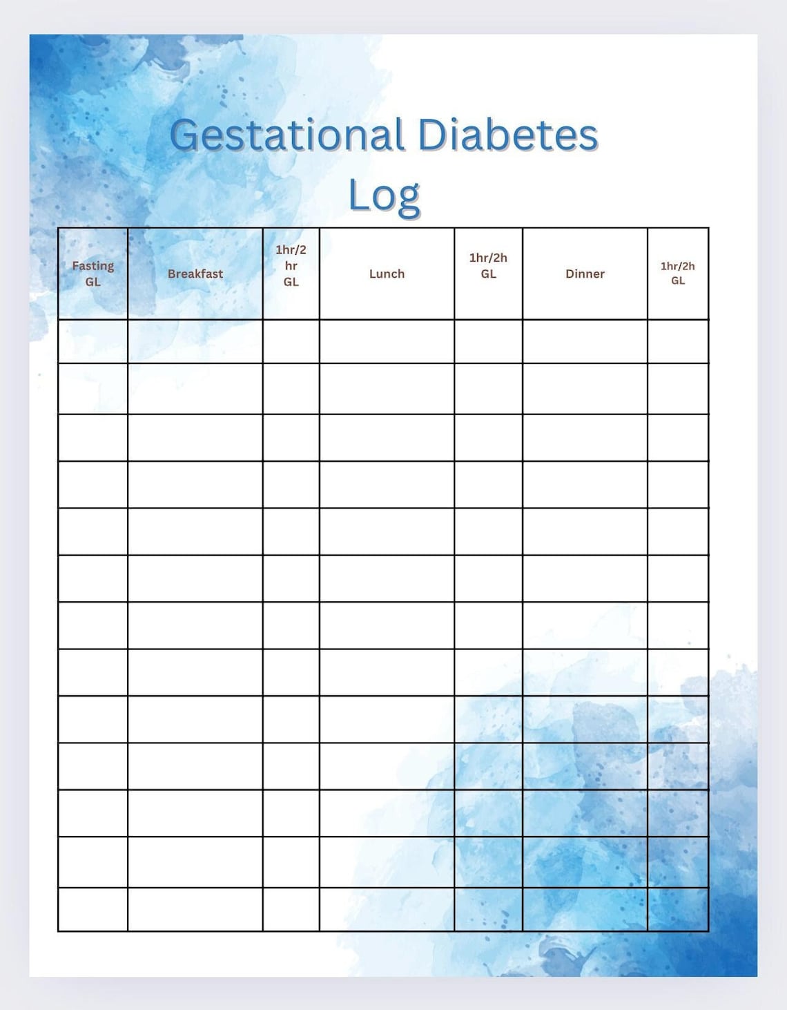 Gestational Diabetes Log Blue - Etsy