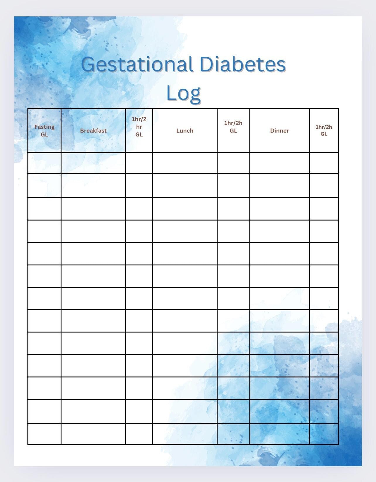 Gestational Diabetes Log Blue - Etsy