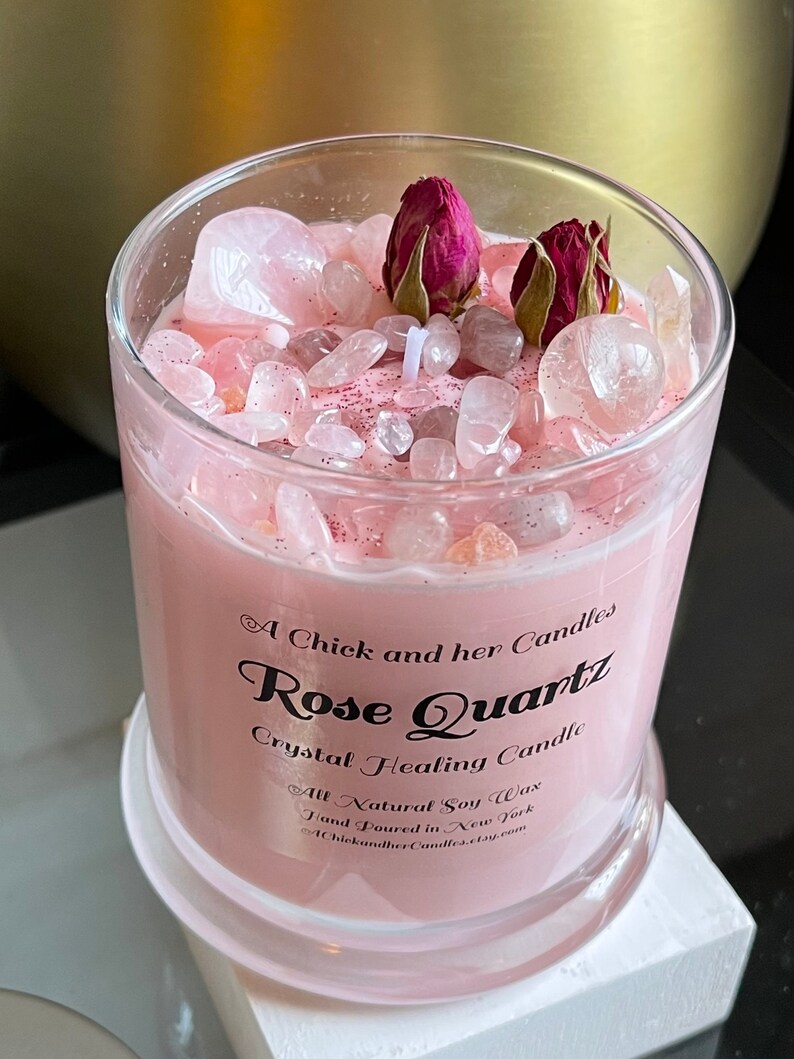 Rose Quartz/love/romance Pink or White Candle - Etsy