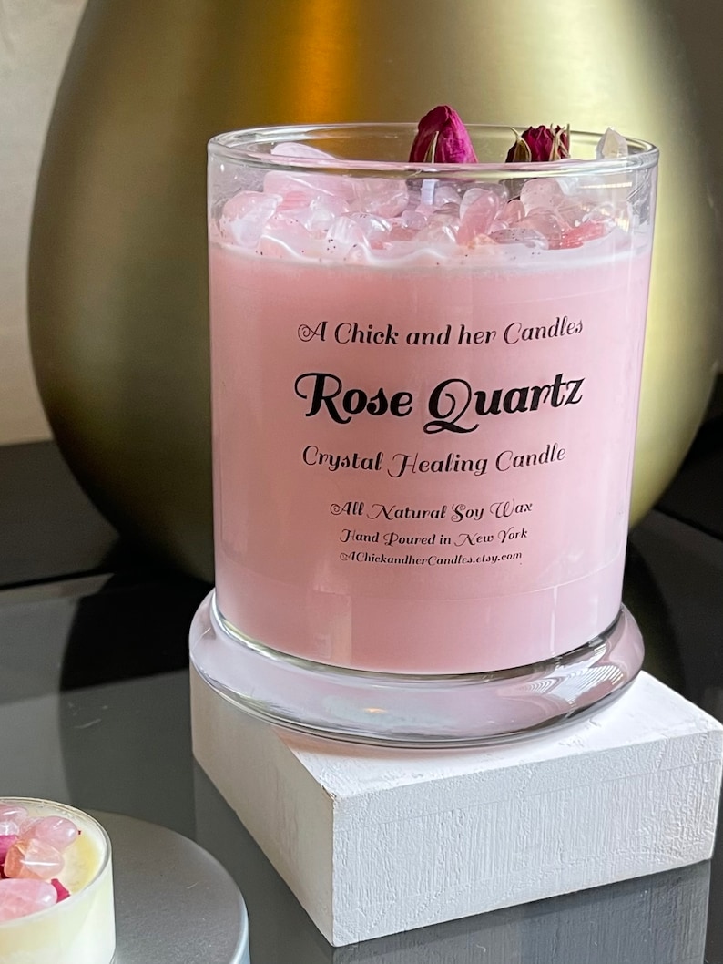 Rose Quartz/love/romance Pink or White Candle - Etsy