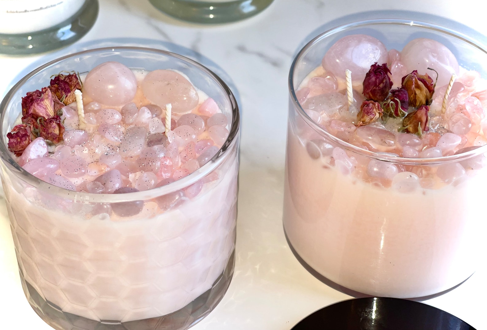 Rose Quartz/love/romance Pink or White Candle - Etsy