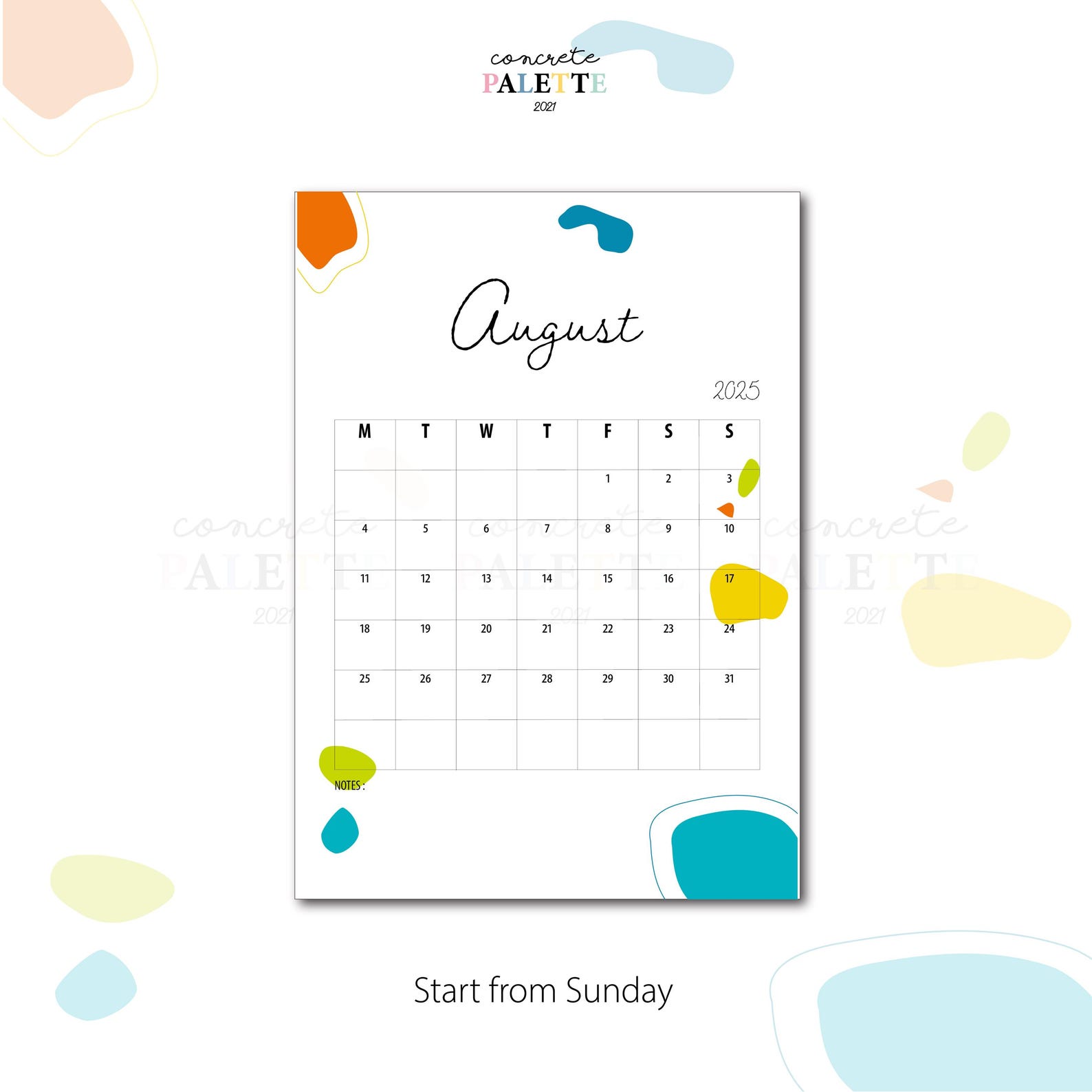 2025 【A4 Wall Calendar】 - Terrazzo Concrete Style, Digital Download for ...
