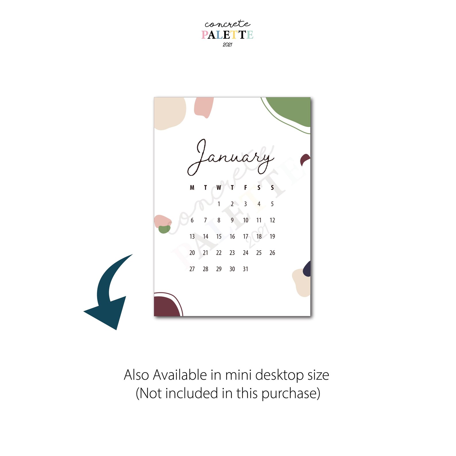 2025 【A4 Wall Calendar】 - Terrazzo Concrete Style, Digital Download for ...