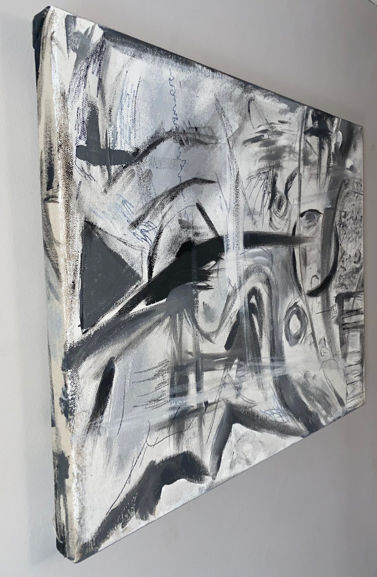 Grayscale Abstract Acrylic Painting LARGE - Etsy UK