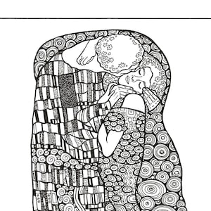 The Kiss Gustav Klimt Coloring Page Famous Artist Coloring - Etsy