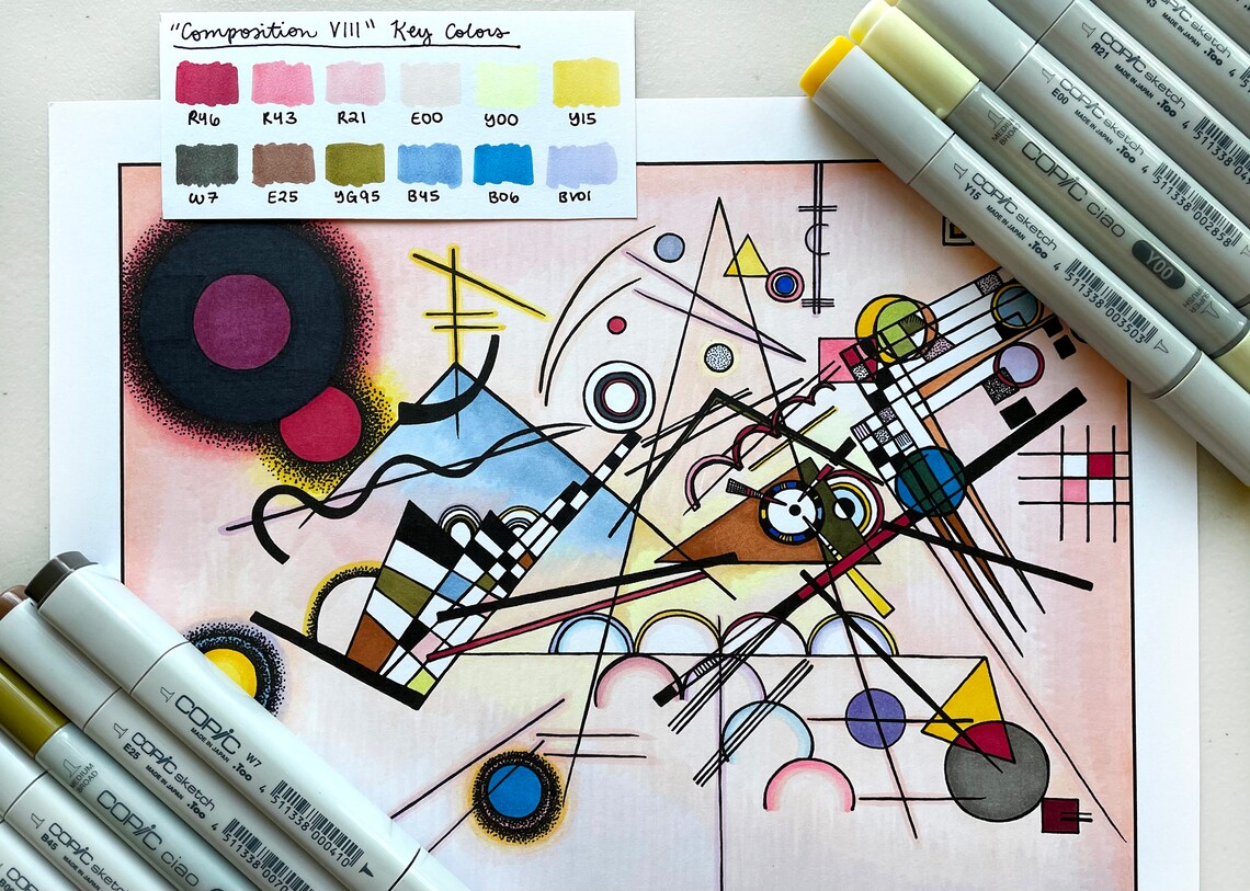 Composition VIII, Wassily Kandinsky, Famous Artist Coloring Page ...