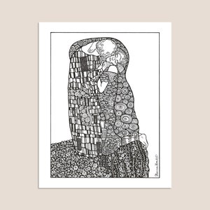 The Kiss, Gustav Klimt, Coloring Page, Famous Artist Coloring Page ...