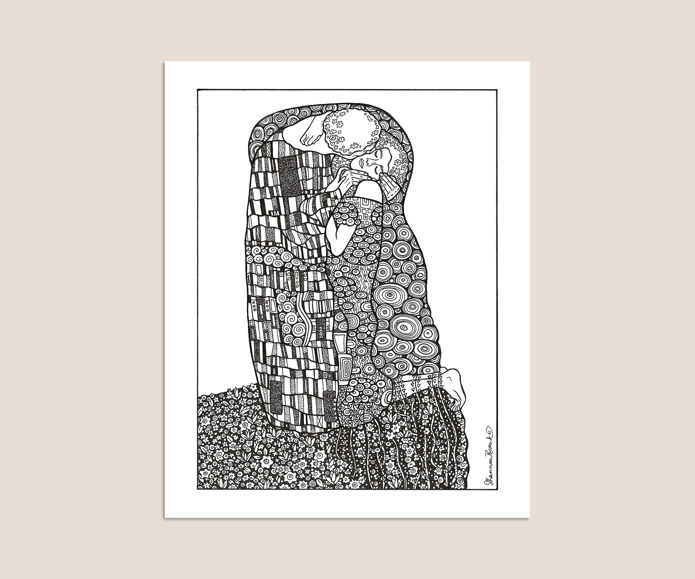Klimt The Kiss Coloring Page