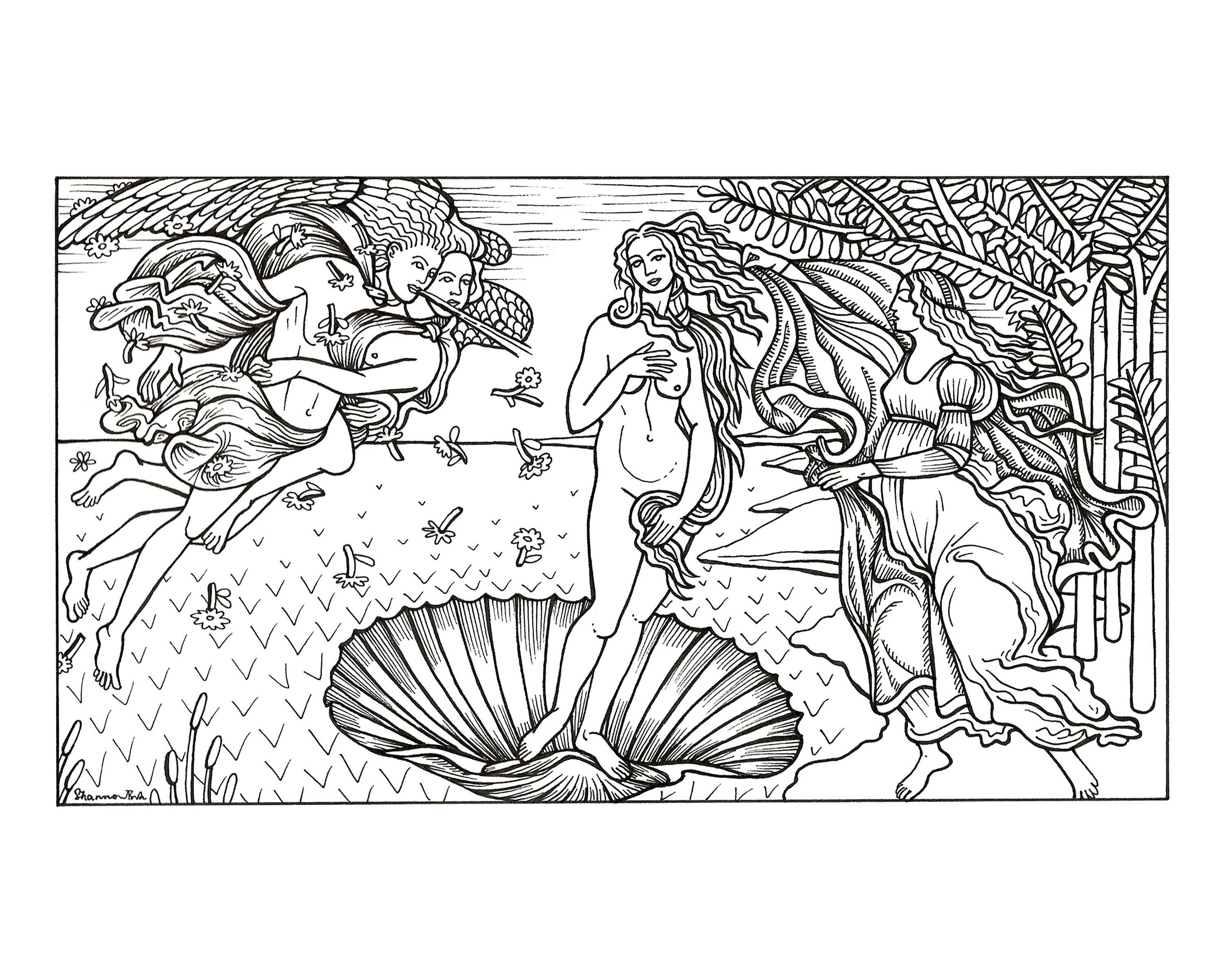 The Birth of Venus Sandro Botticelli Famous Artist Coloring - Etsy