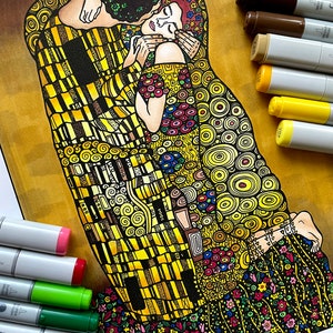The Kiss, Gustav Klimt, Coloring Page, Famous Artist Coloring Page ...