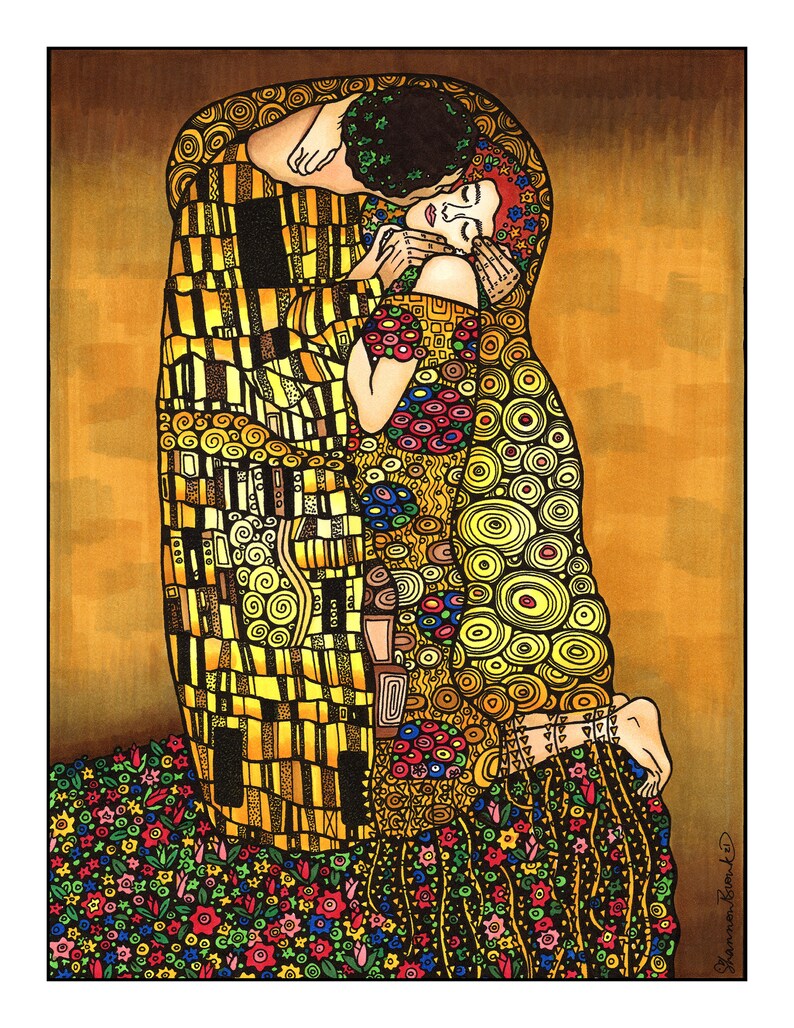 The Kiss, Gustav Klimt, Coloring Page, Famous Artist Coloring Page ...