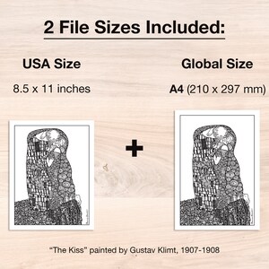 The Kiss, Gustav Klimt, Coloring Page, Famous Artist Coloring Page ...