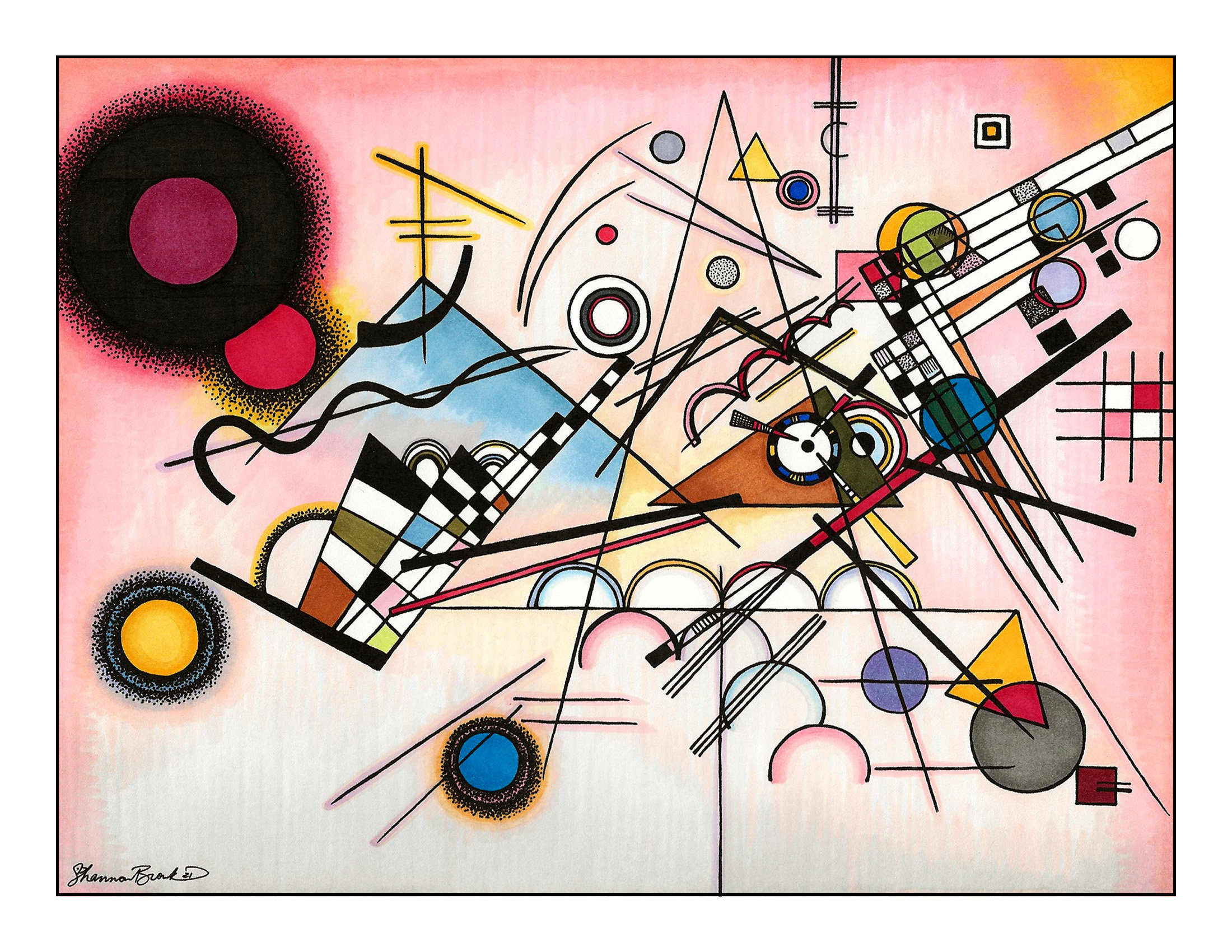 Composition VIII, Wassily Kandinsky, Famous Artist Coloring Page ... Composition VIII, Wassily Kandinsky, Famous Artist Coloring Page ...