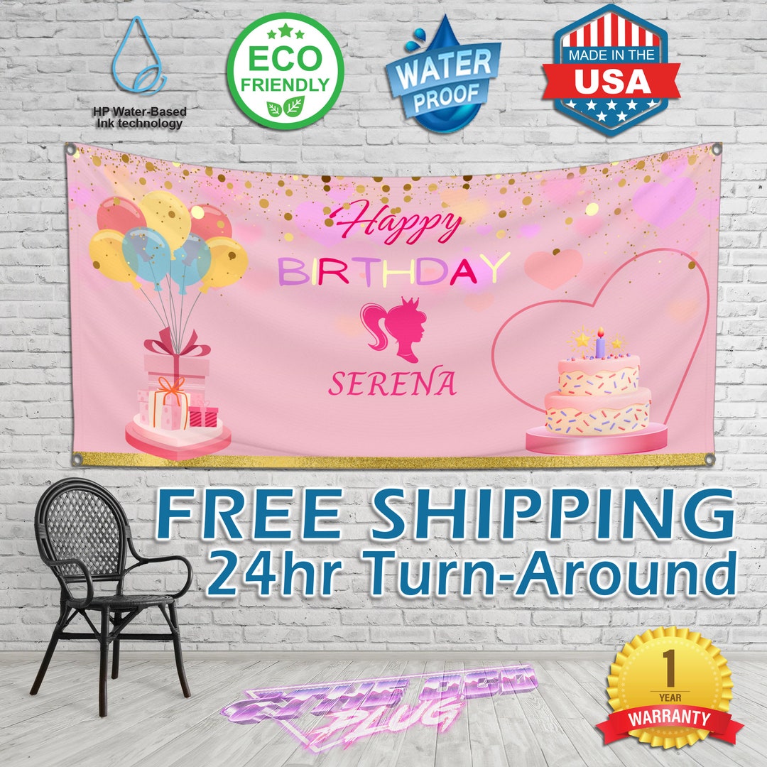 Happy Birthday Barbie Banner, Cake, Gold, Heart, Gift, Event ...