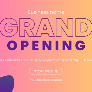 Business Grand Opening Banner, Gradient, Pink, Yellow, Purple, Date ...