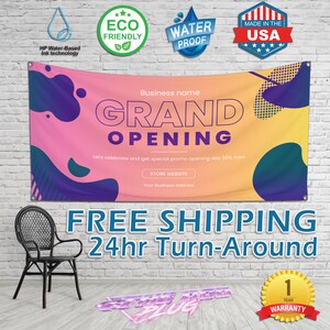 Business Grand Opening Banner, Gradient, Pink, Yellow, Purple, Date ...