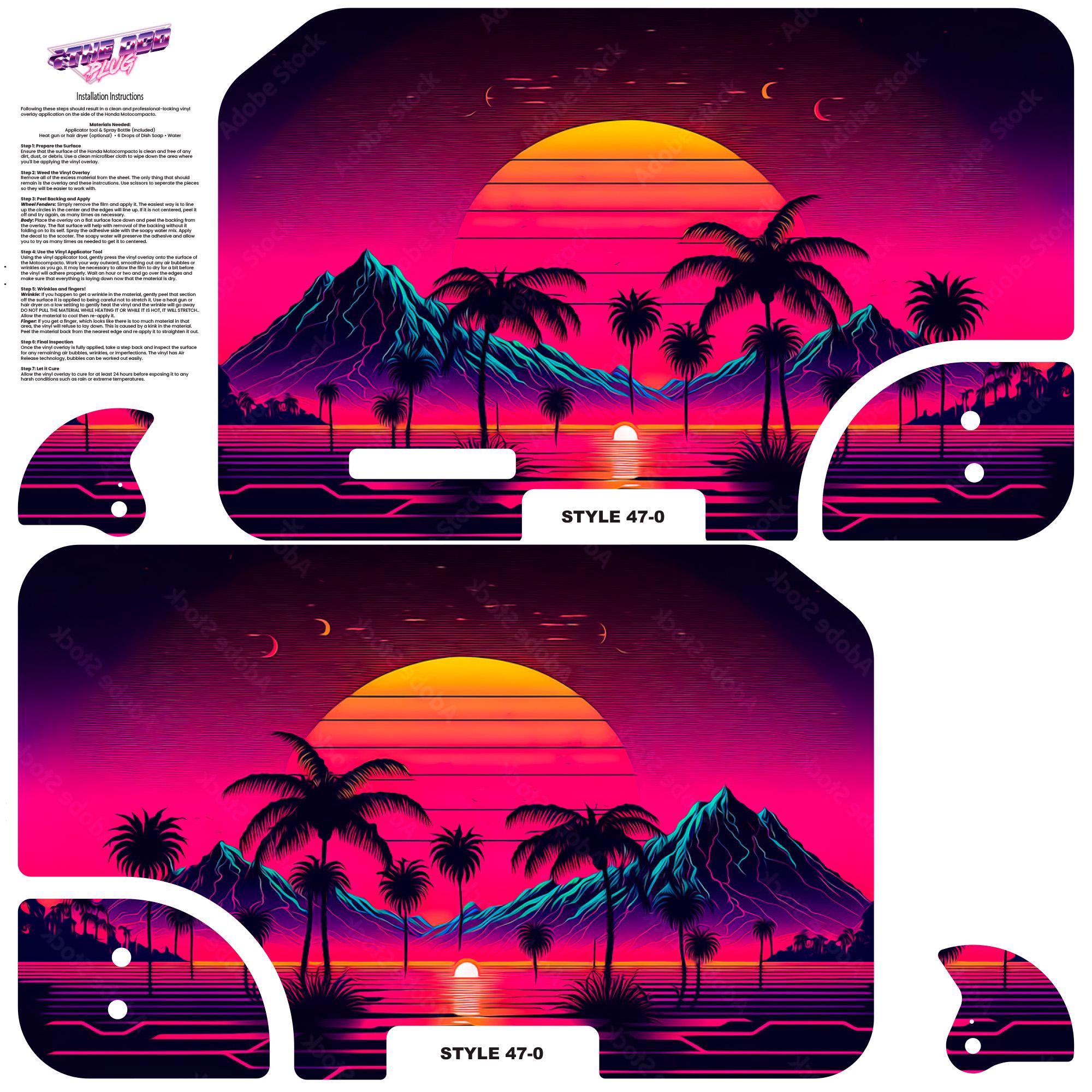 Honda Motocompacto Skin Graphic Overlay Overlay Style 47-0 Retro Vibes ...