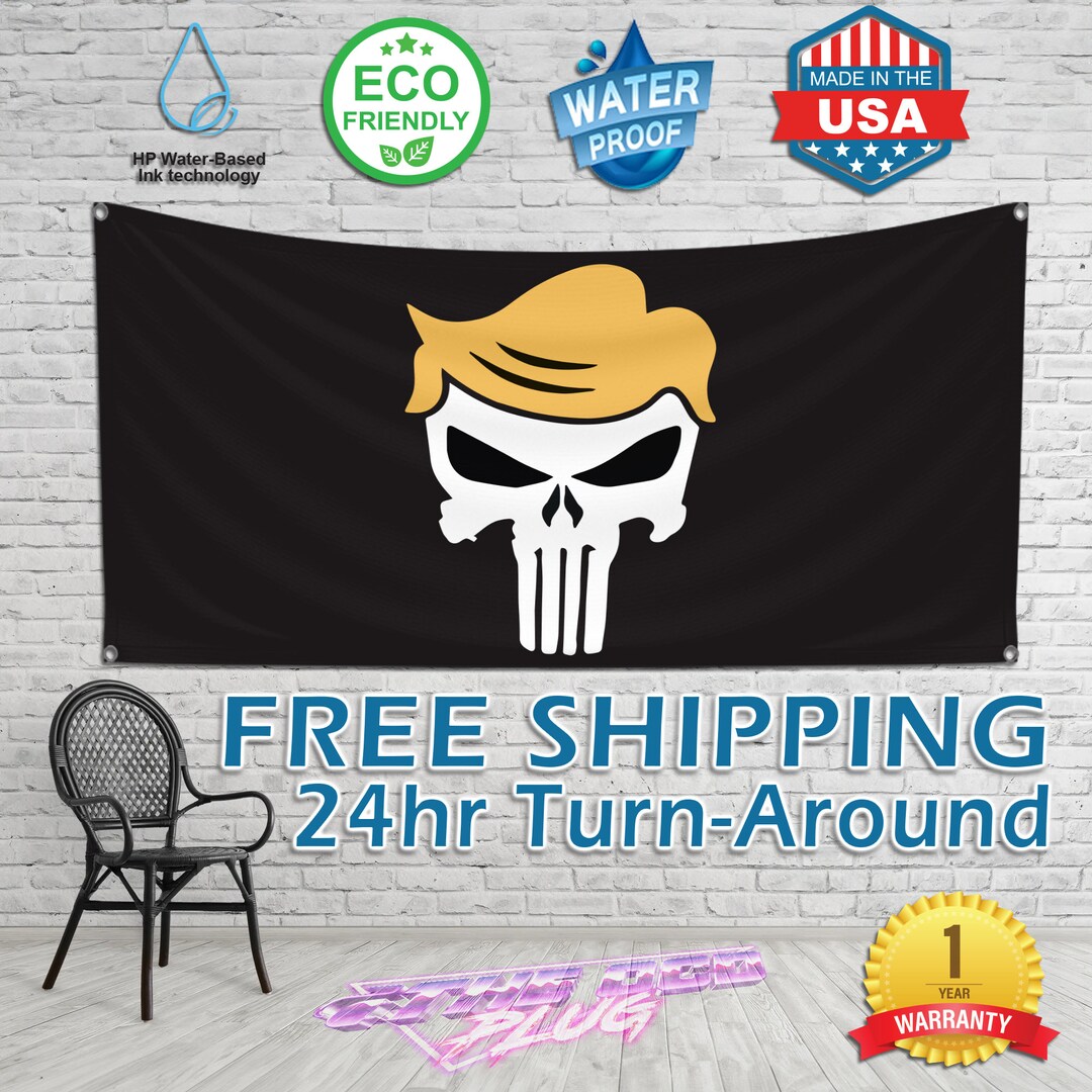 Trump Skull Banner, Make America Great Again, Lets Go Brandon, President Trump, Political, Trump ...