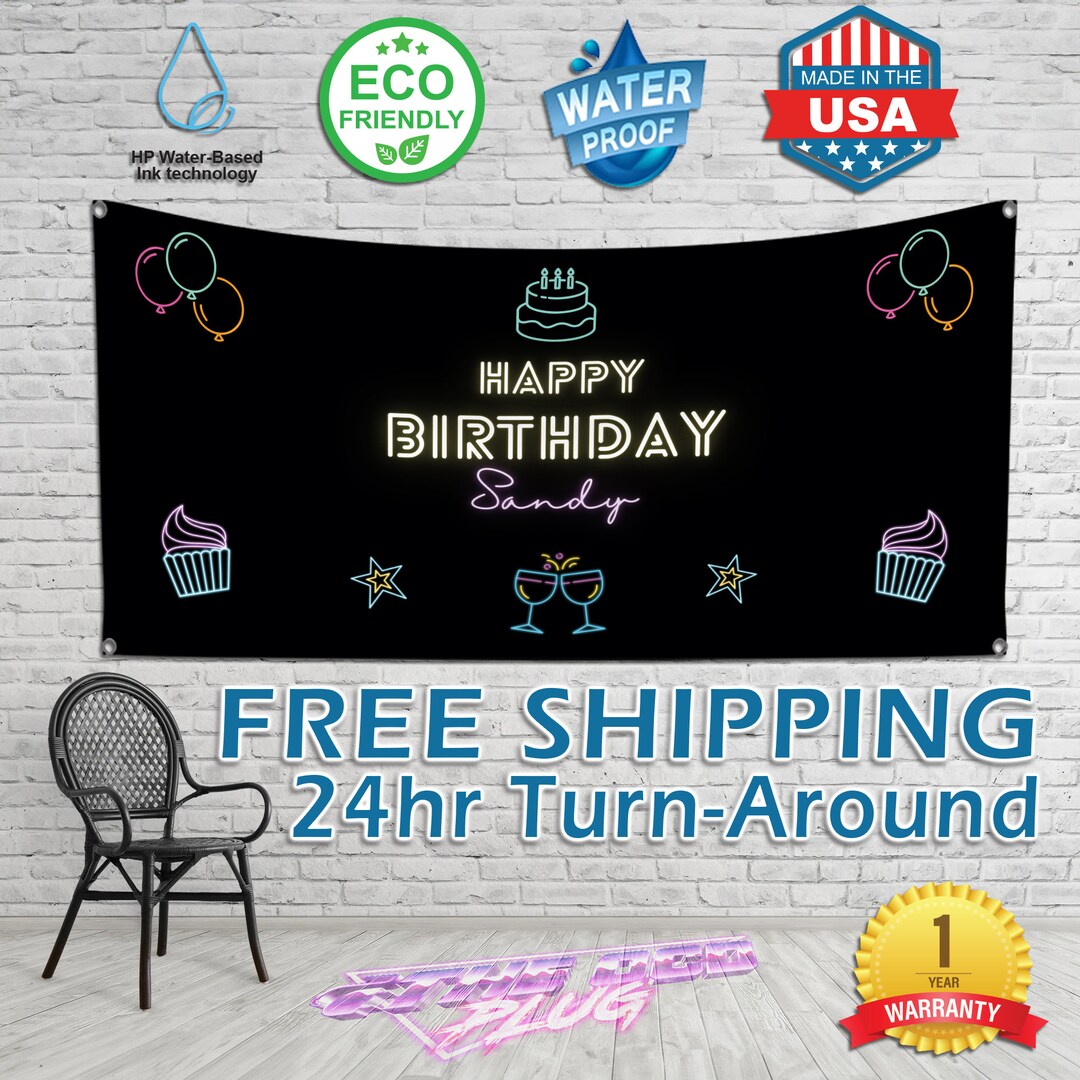 Happy Birthday Neon Banner, Colorful Theme, Neon Theme, Birthday ...