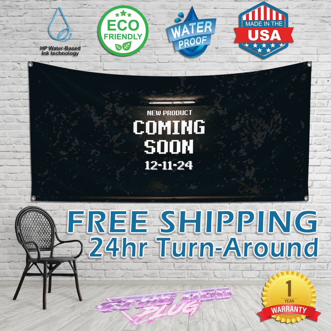 New Product Coming Soon Banner, Spotlight, Black, Background, Pixelated ...