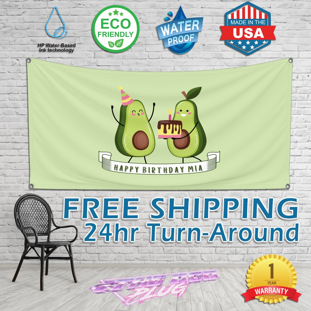 Avocado Theme Birthday Banner, Funny Banner, Cute Banner, Kids Birthday ...