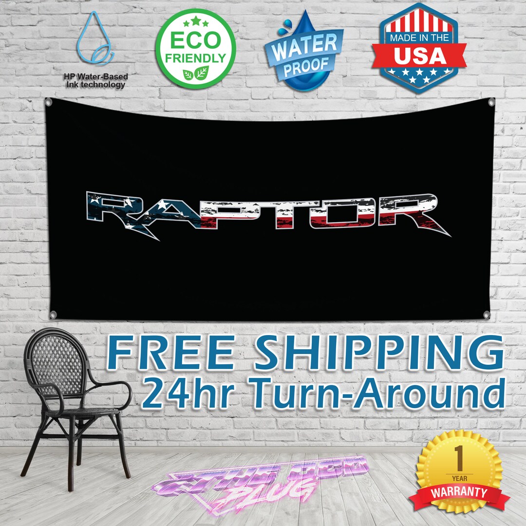 Raptor Banner, Ford, Garage Art, Wall Art, Man Cave Banners, America ...