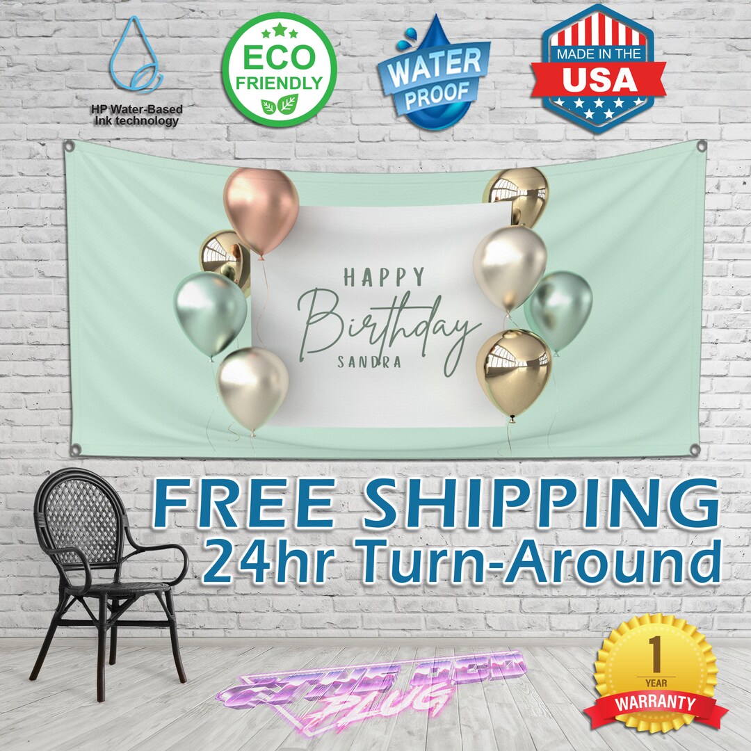 Pastel Birthday Banner, Teal Colors, Modern Birthday Banner, Woman ...