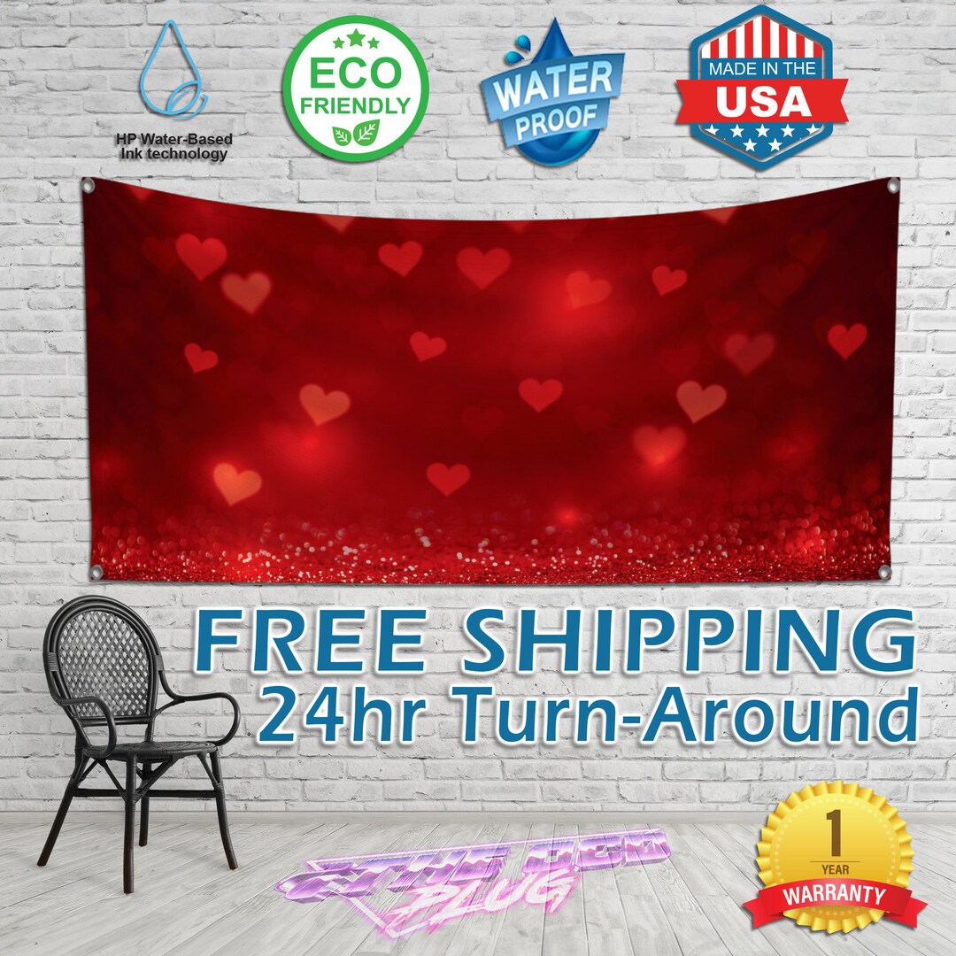 Red Heart Backdrop Banner, Event, Celebration, Party, Wedding, Picture ...