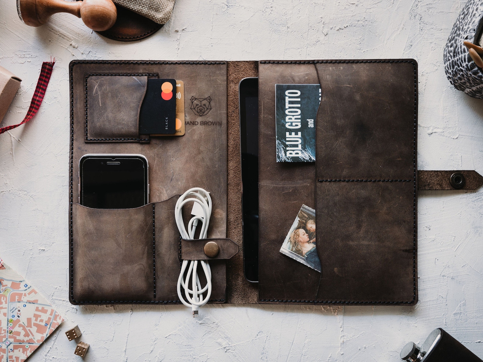 Customized Leather Portfolio, Leather Organizer Bag, Personalized ...