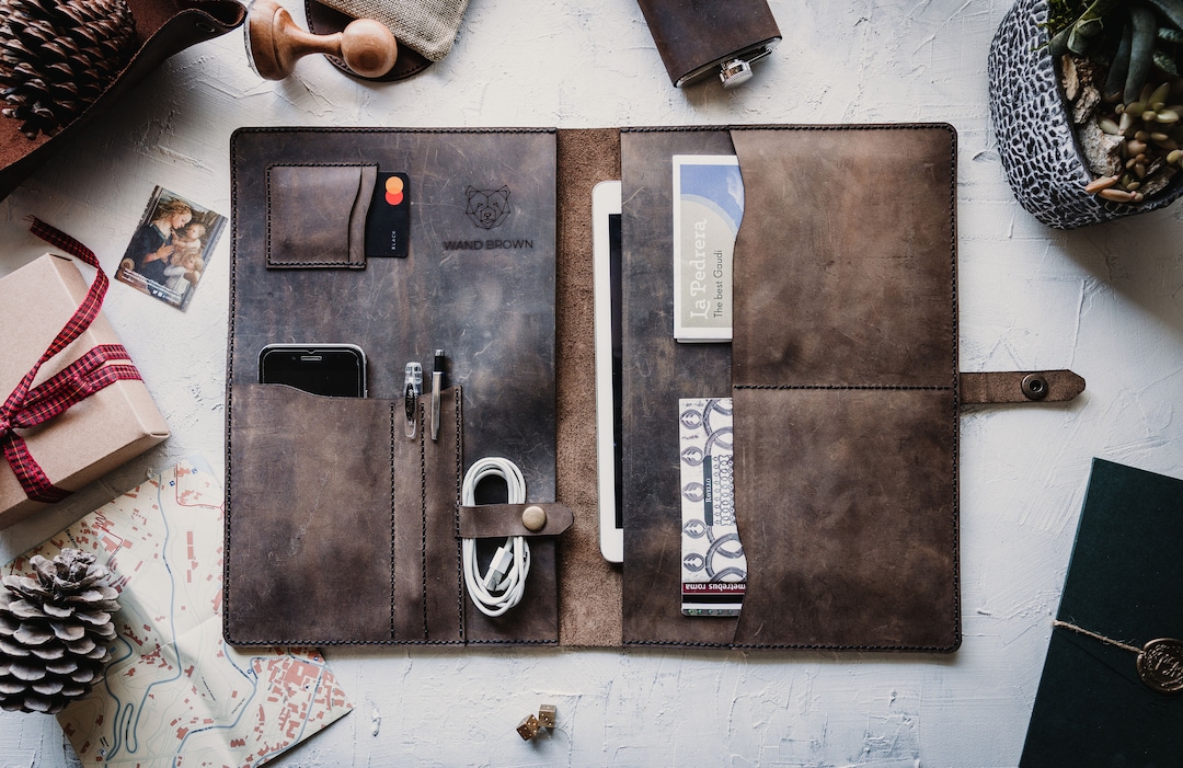 Personalized Leather Organizer Bag | Handmade iPad Case | Leather ...