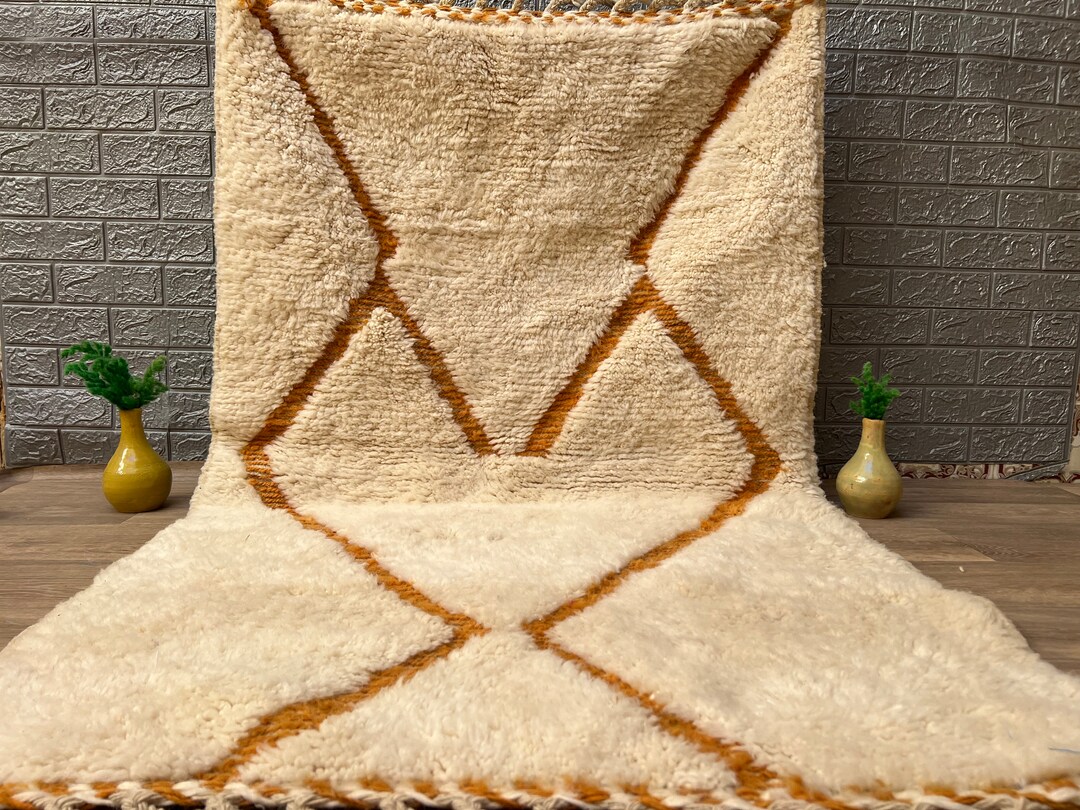 SOFT TUFTED CARPET, Orange Boho Rug, Woven Morrocan Rug, Beni Ourain ...