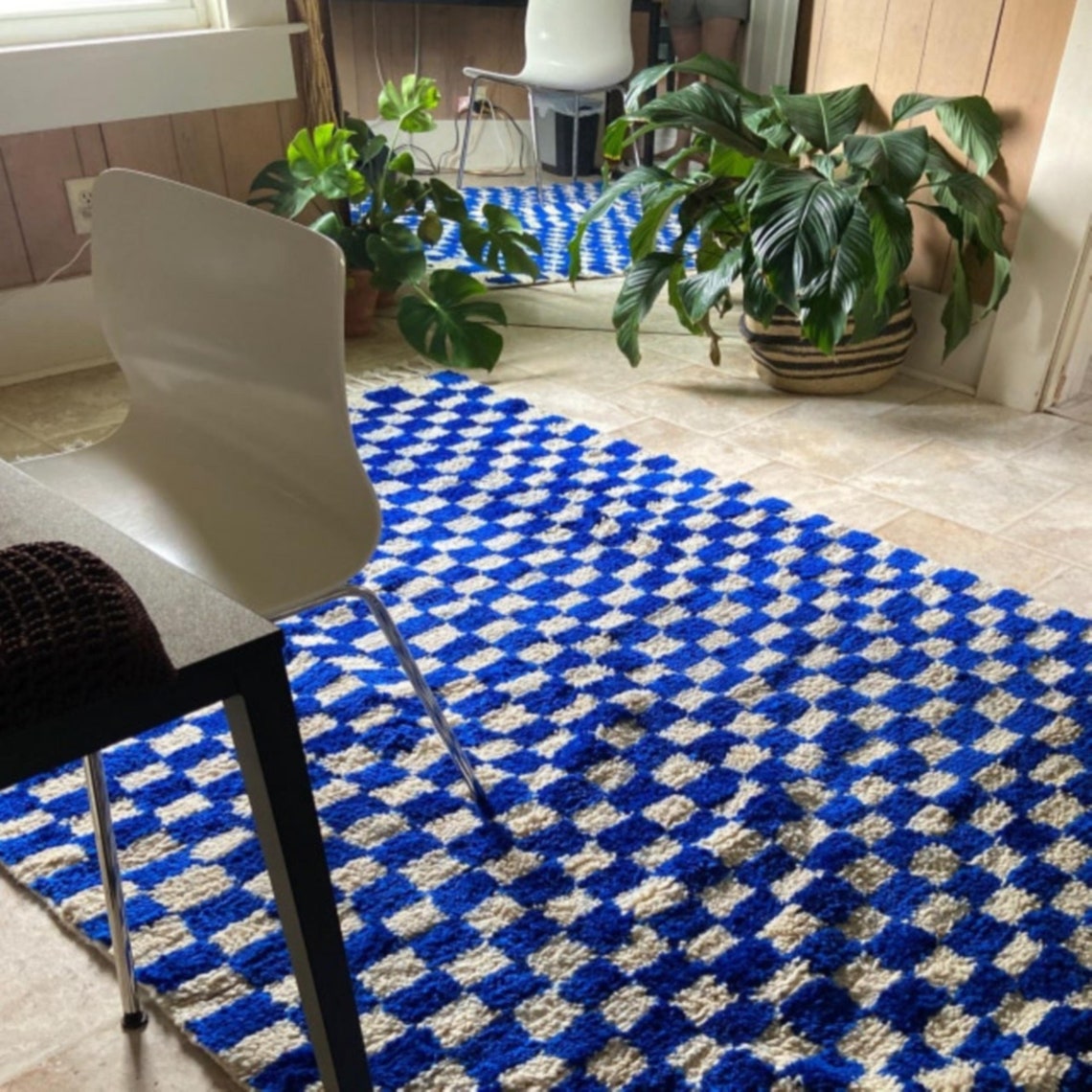 Blue Checkered Rug 4x6 Feet - Etsy