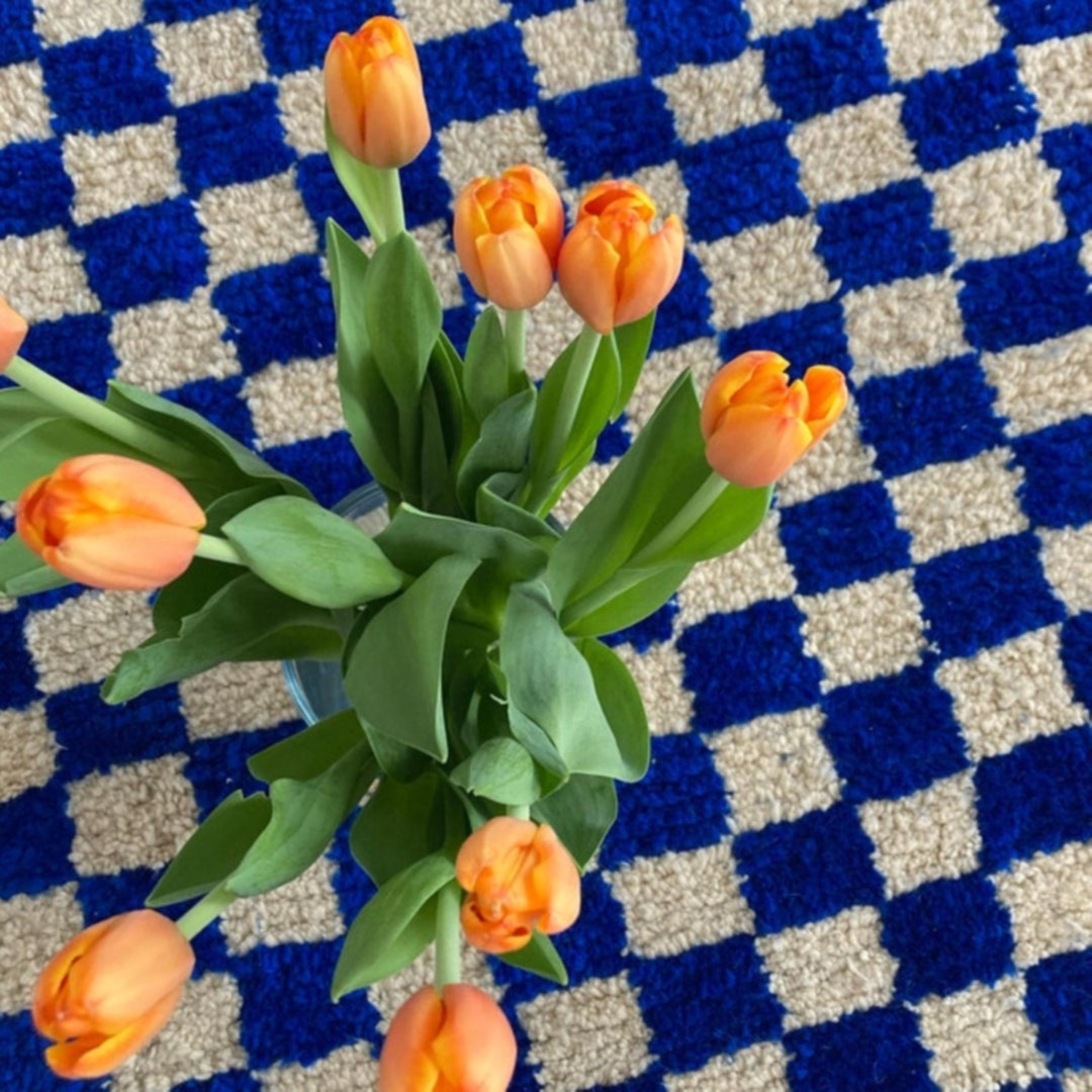 Blue Checkered Rug 4x6 Feet - Etsy