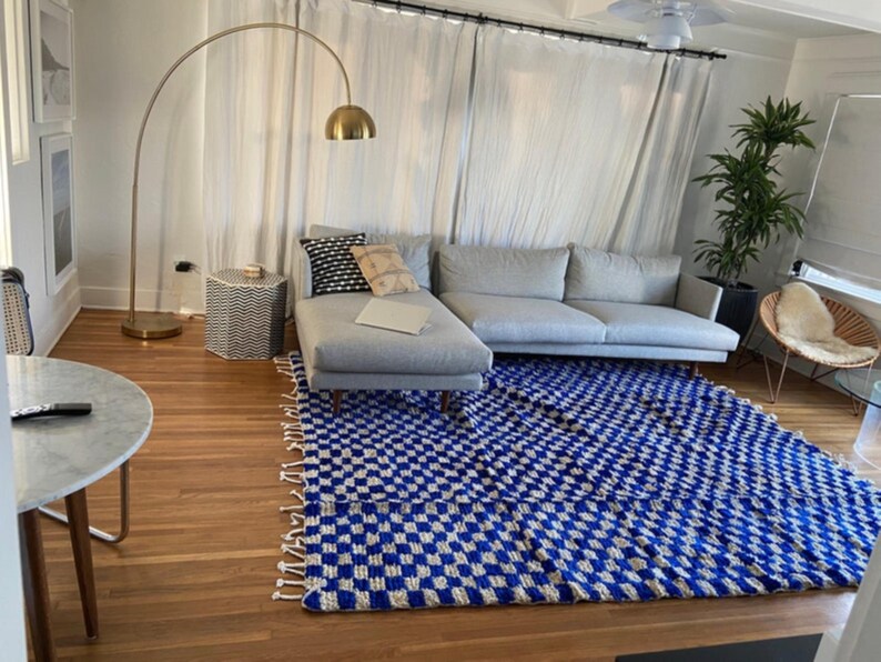 Blue Checkered Rug 4x6 Feet - Etsy