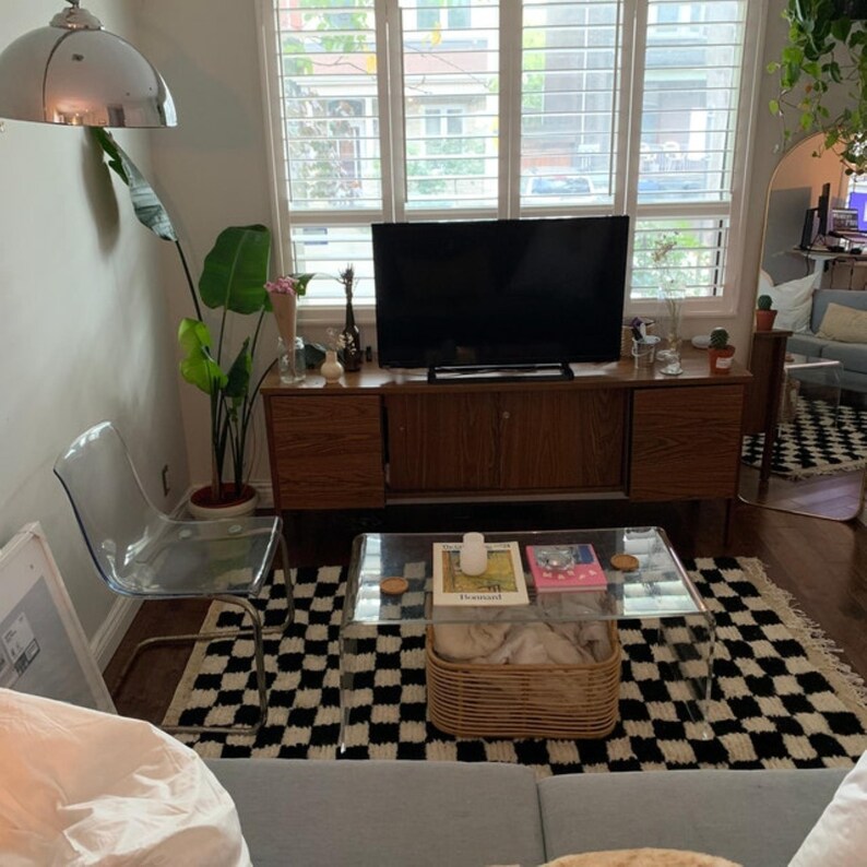 Checkered Rug Black off White Rug Beni Ouarain Rug | Etsy