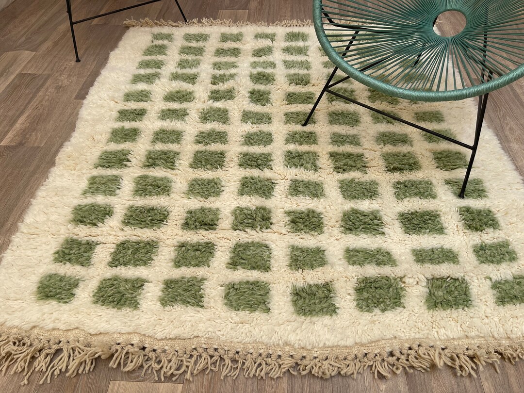 4x6 Moroccan Rug, Checkered Rug Moroccan Beni Ourain Rug , 100 % ...