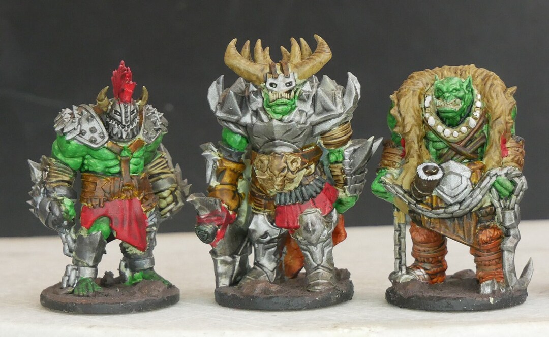 Hand Painted Orc Chieftain and Bodyguards Miniatures TTRPG - Etsy