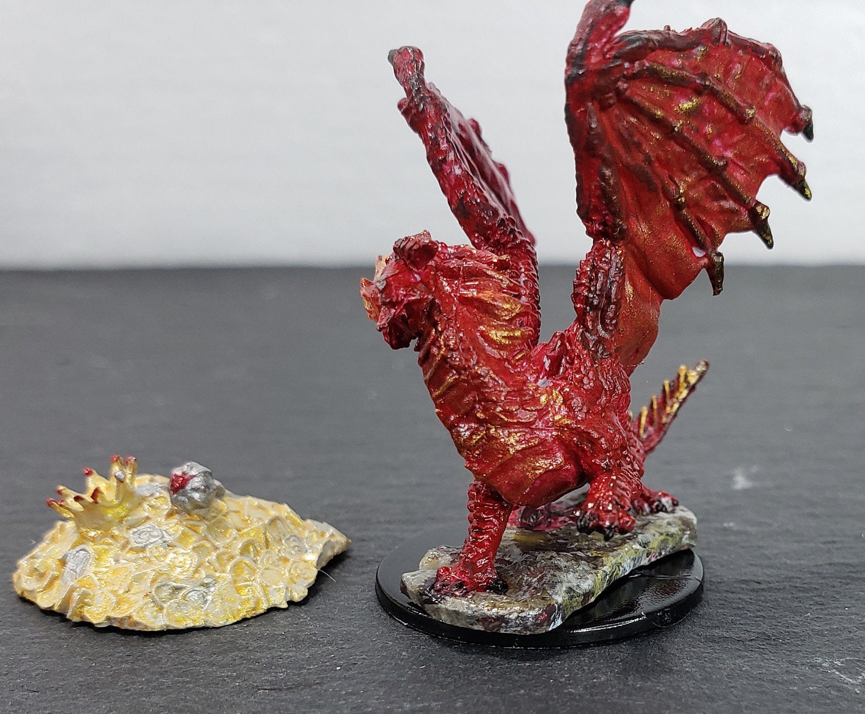 Custom-Painted Red Dragon Wyrmling with Hoard Miniature | TTRPG | Mini ...