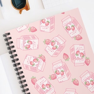 Strawberry Milk Notebook Journal Diary | Kawaii Aesthetic | Cute ...