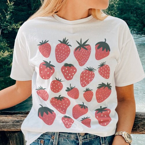 Strawberry Shirt Strawberry Clothes Strawberry Top Garden - Etsy