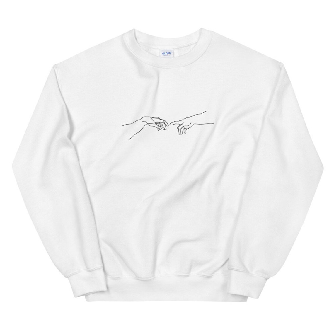 The Creation of Adam Sweatshirt | Hands of God Line Art Shirt ...