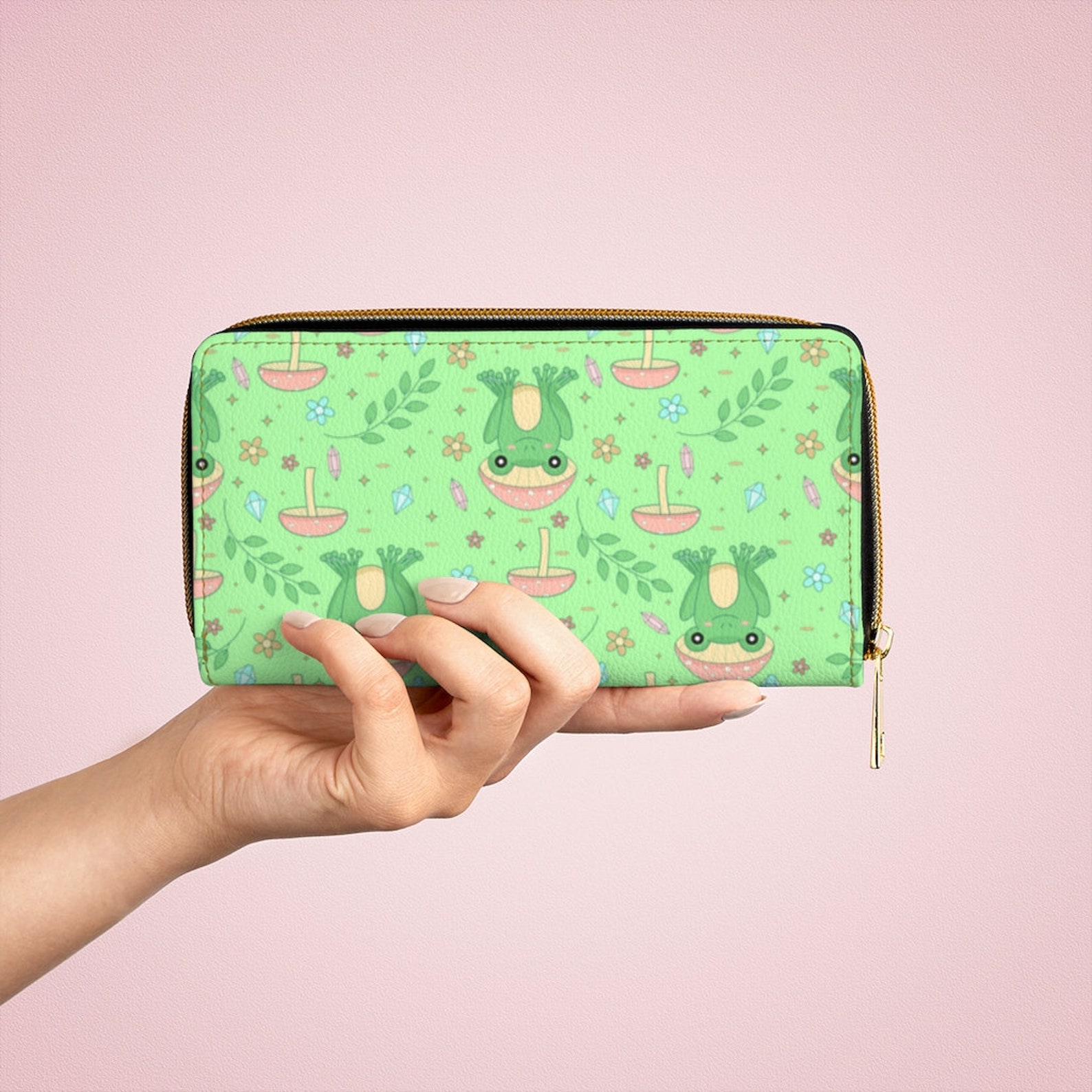 Cottagecore Frog Zipper Wallet Cute Green Kawaii Frog - Etsy